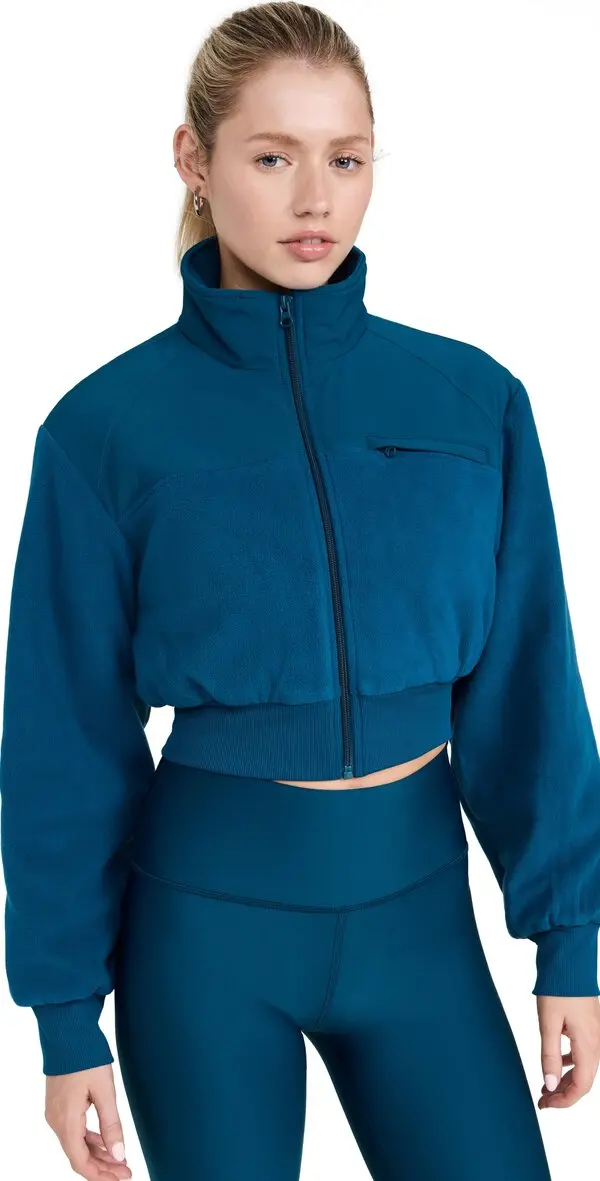 Alo Yoga Polar Fleece Jacket In Eclipse Blue - 50% Off | Editorialist